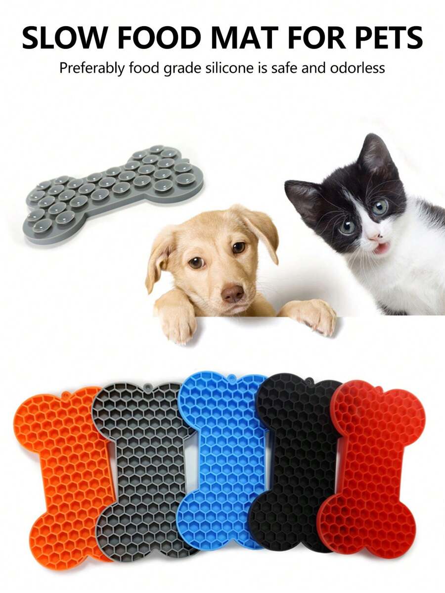 Bone Shaped Silicone Pet Slow Feeding Mat For Dogs To Eat & Lick ...