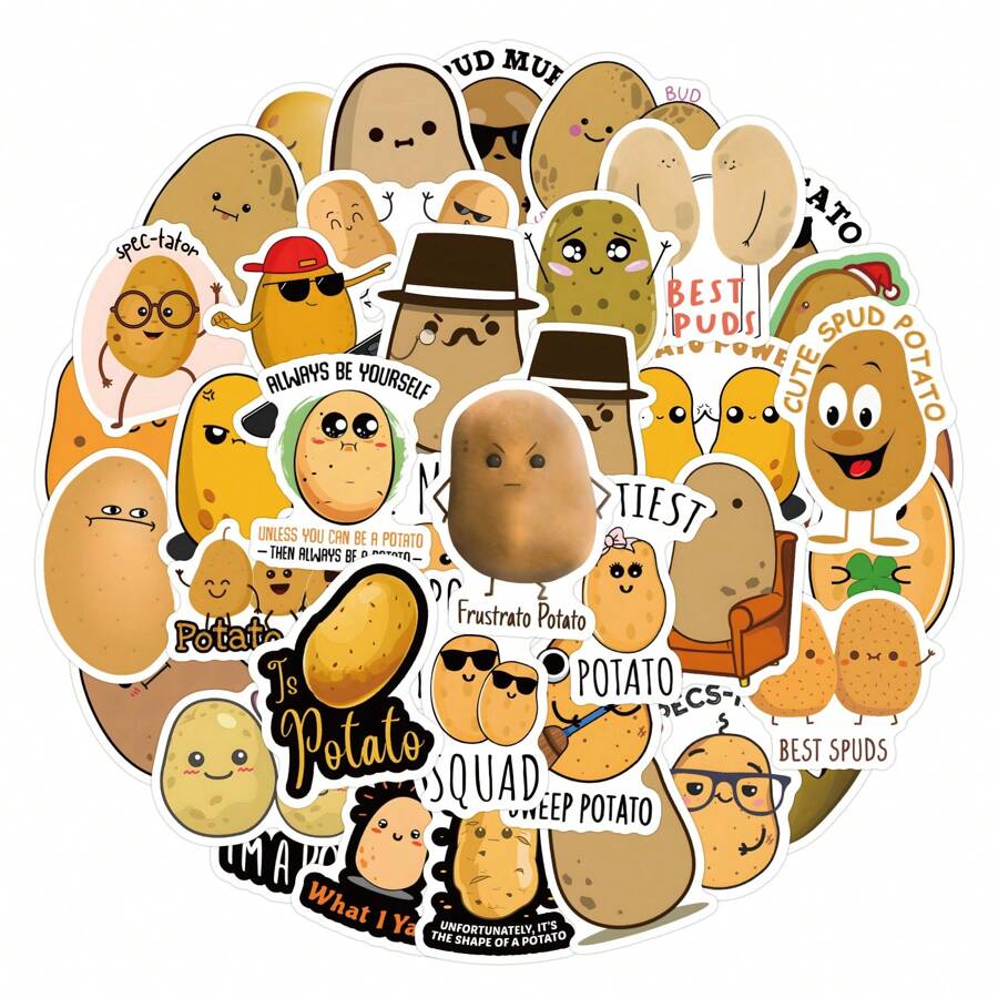60pcs Potato Style Waterproof Cute Cartoon Sticker For Vintage Bullet ...