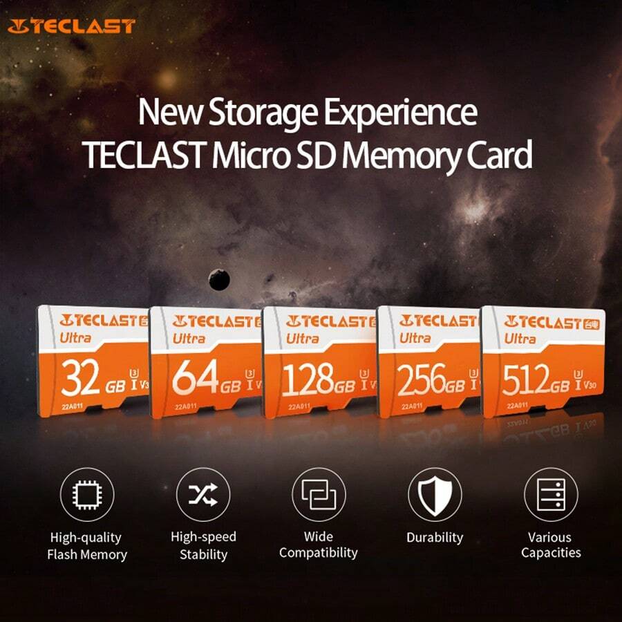 TECLAST TF Memory Card, 256GB/128GB/64GB U3 Micro SD Card Mini SD Card ...
