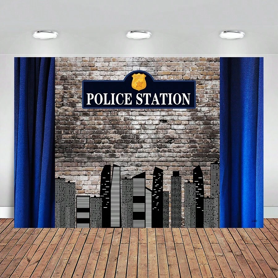 Police Gun Photo Backgrounds Baby Cartoon Birthday Party Freeze Banner ...