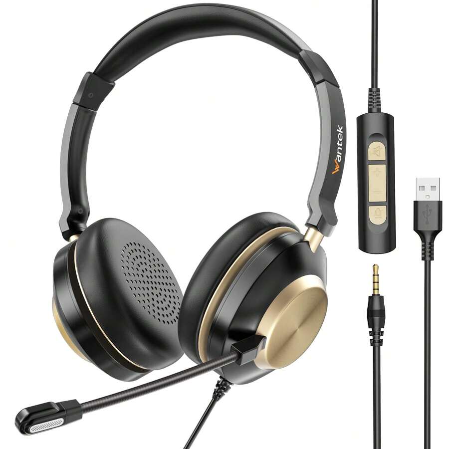 Wantek Cuffie USB con microfono, Jack Type-C/USB/3,5 mm Cuffie per PC 3 ...