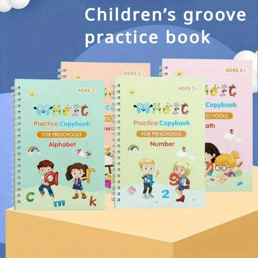 4pcs/Set Calligraphy Copy Books With Pen & Refills, Kids English ...