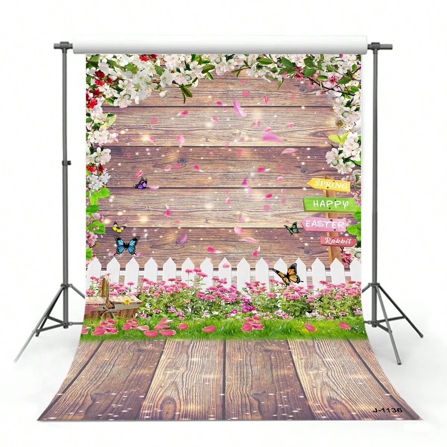 Photographic Spring Wooden Floor Planks Butterflies For Easter Theme ...