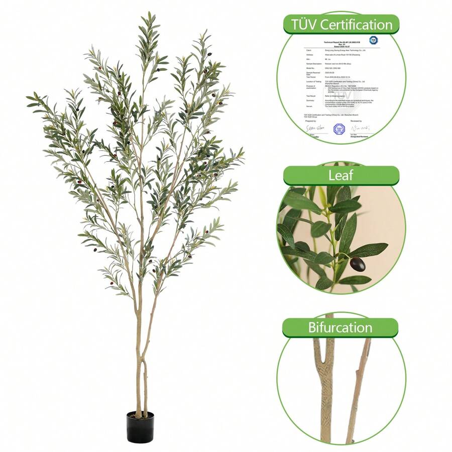 Realead Tall Faux Olive Tree 8ft - Fake Potted Olive Trees Artificial ...