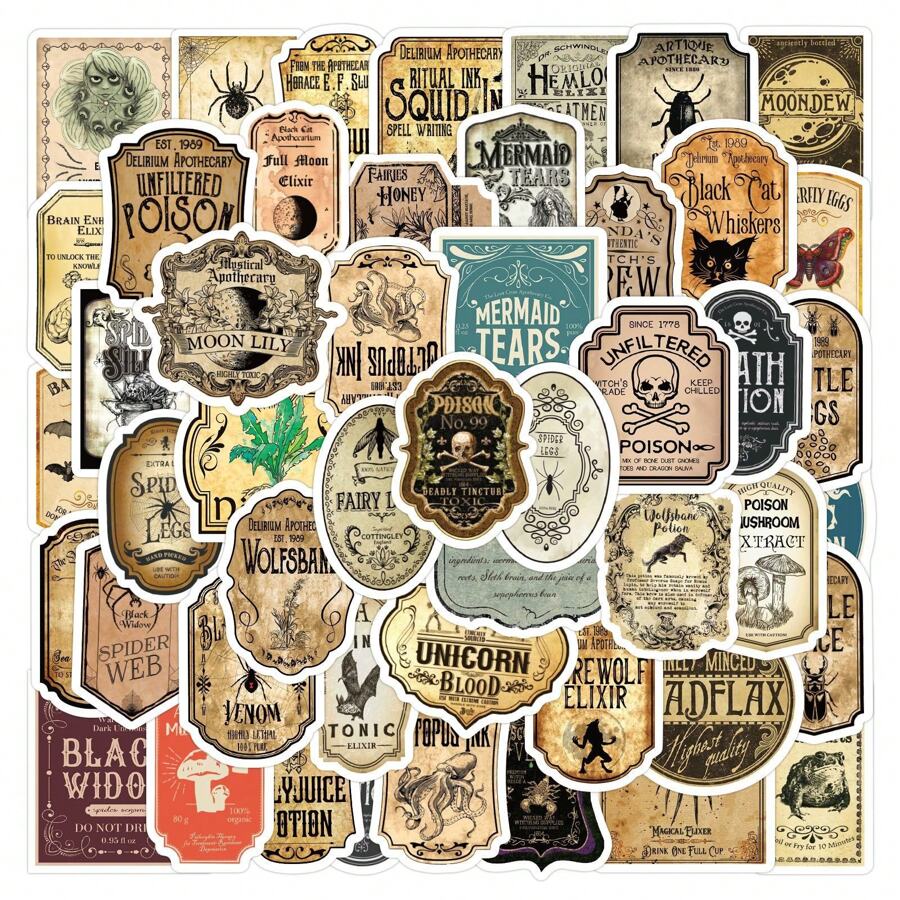 60pcs Medication Label Style Waterproof Cute Cartoon Sticker For ...