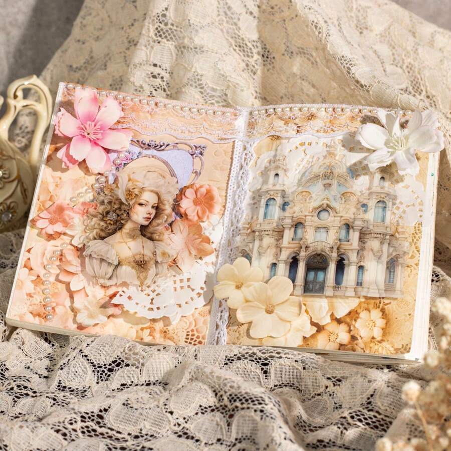 30 Sheets Retro Lace Workshop Series Material Paper Retro Flower ...