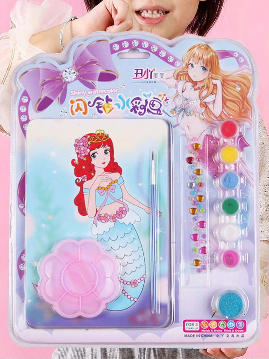 Children's Makeup Princess Drawing Diy Kit With Sparkling Stickers ...