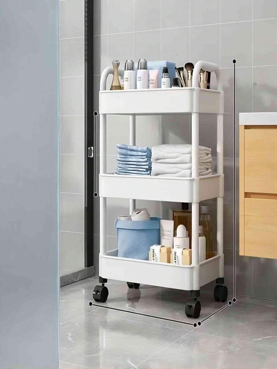 Luxurious Bathroom Mobile Cart With 3 Tiers, Wheels, Multiple ...
