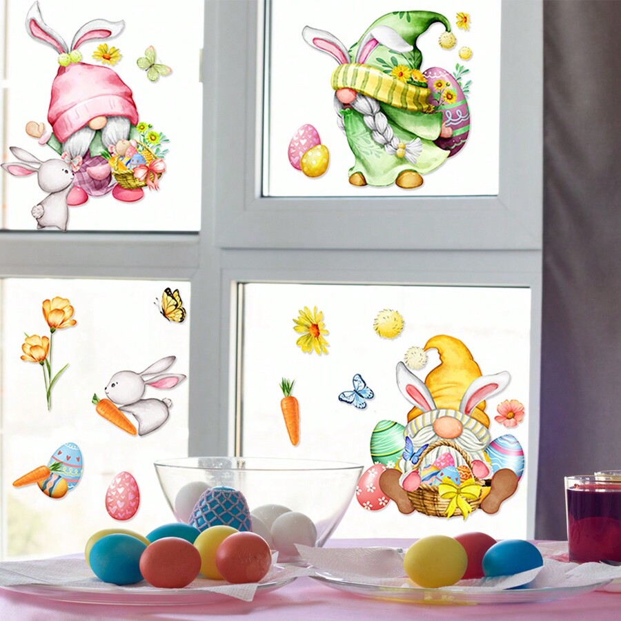 3PCS Easter Window Clings, Easter Bunny Eggs Pvc Stickers For Easter ...