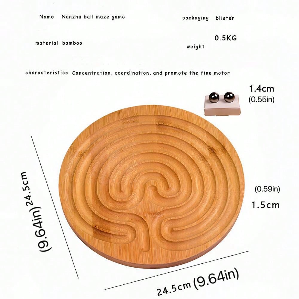 1 Set Bamboo Maze & Bead Game Wooden Toy Handheld Ball Rolling Track ...