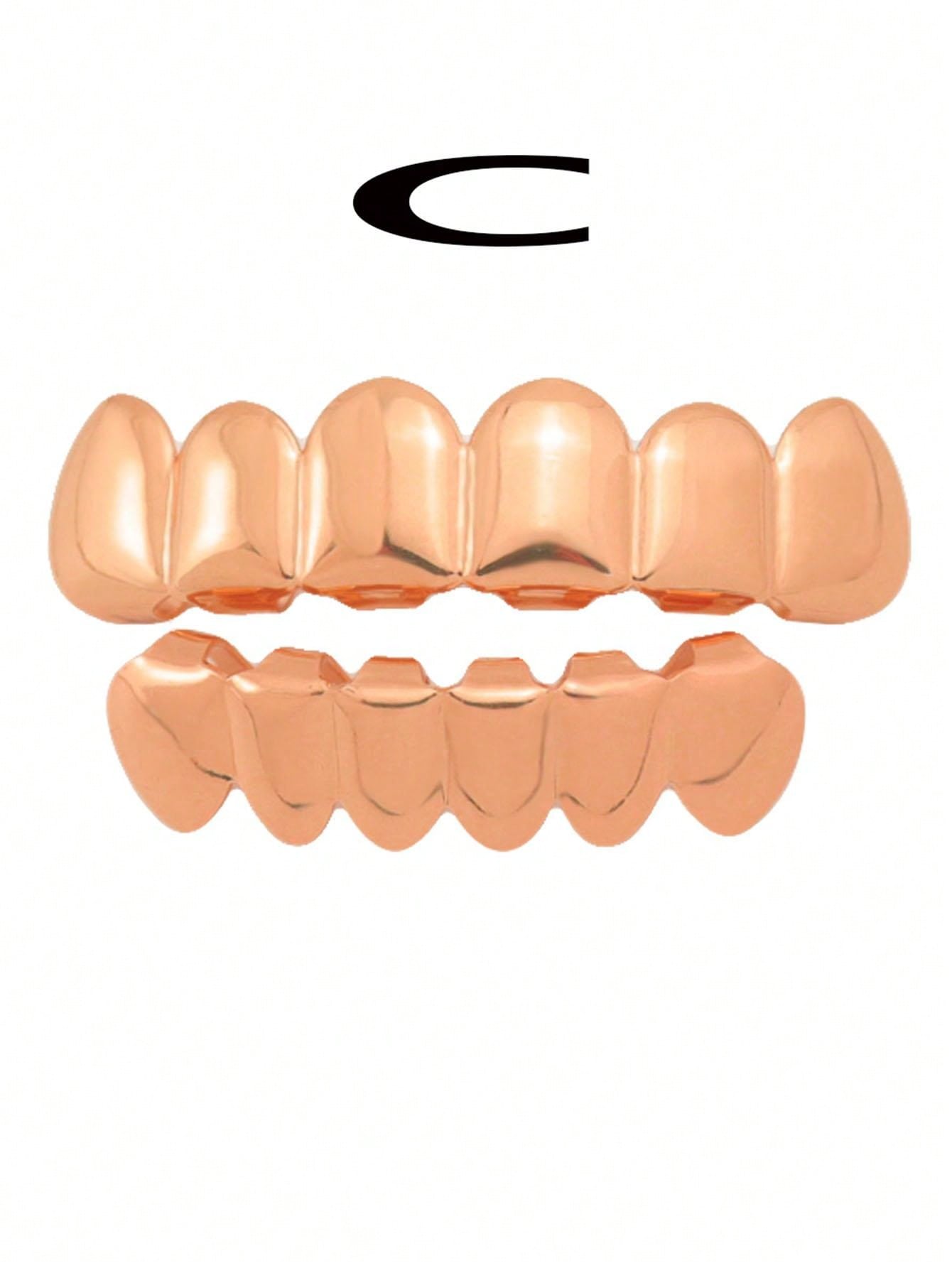 Gold Plated Single Tooth Grillz With 6 Upper And 6 Lower Teeth, You ...
