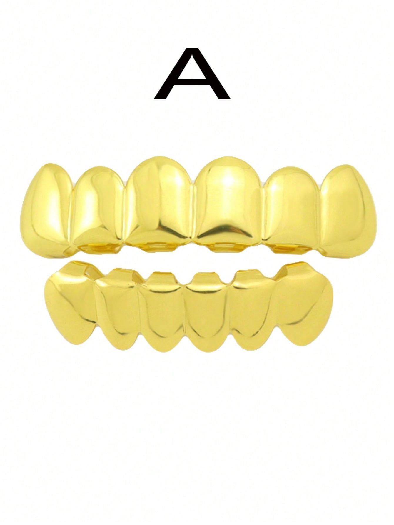 Gold Plated Single Tooth Grillz With 6 Upper And 6 Lower Teeth, You ...