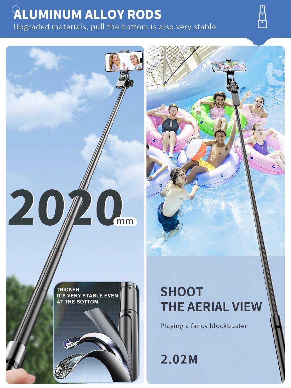 2m / 79-tums aluminiumlegering Extra lång stång-- Balanserad och stabil ...