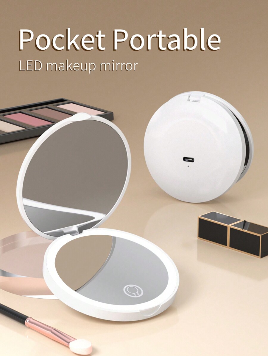 Pocket Mirror, 1X/2X Magnification LED Compact Travel Makeup Mirror ...
