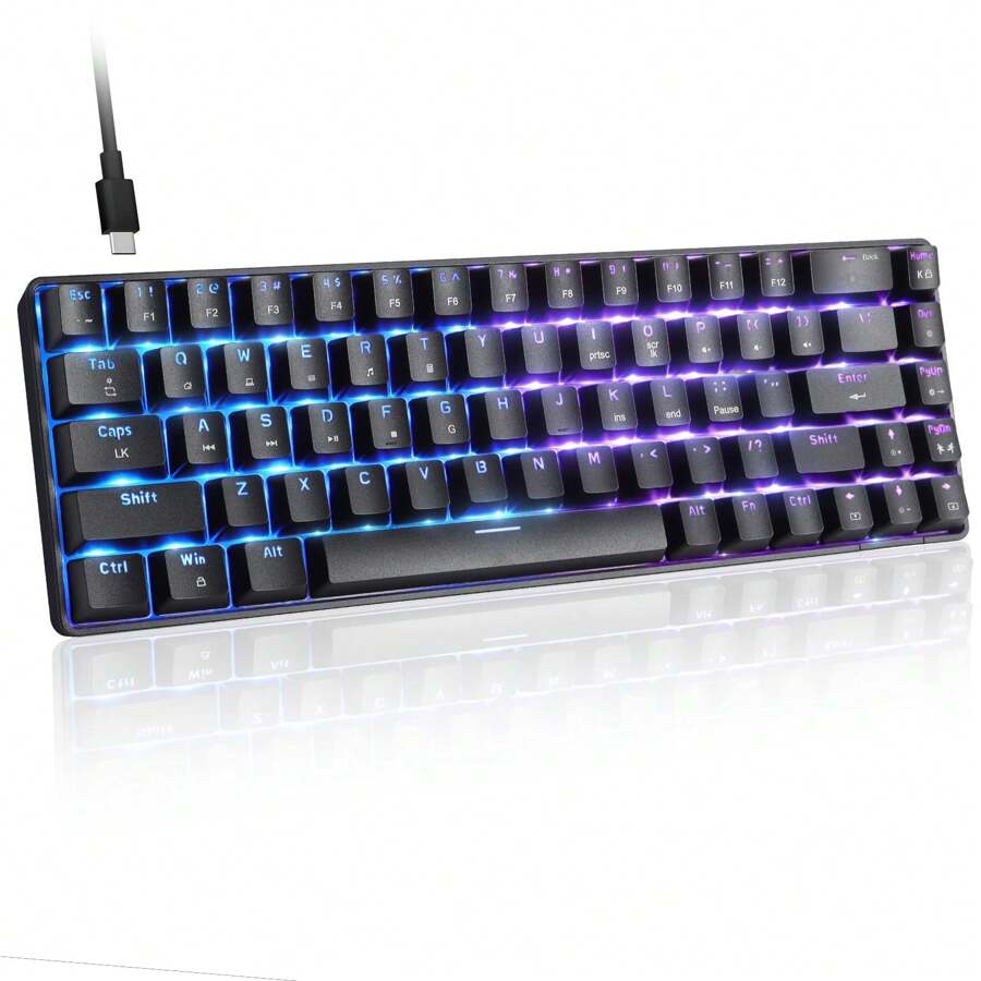 60% Wired Gaming Keyboard, RGB Backlit Ultra-Compact Mechanical ...