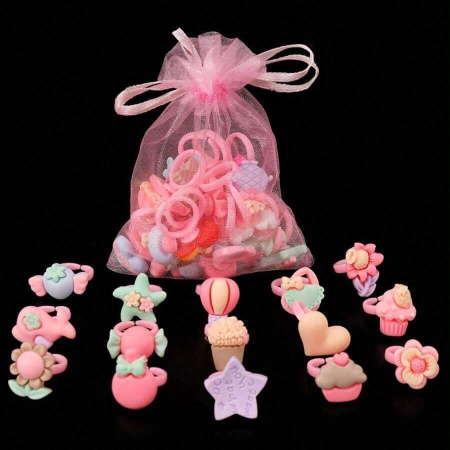 10pcs/Set Assorted Cartoon Style Colorful Kids' Rings - Perfect Party ...