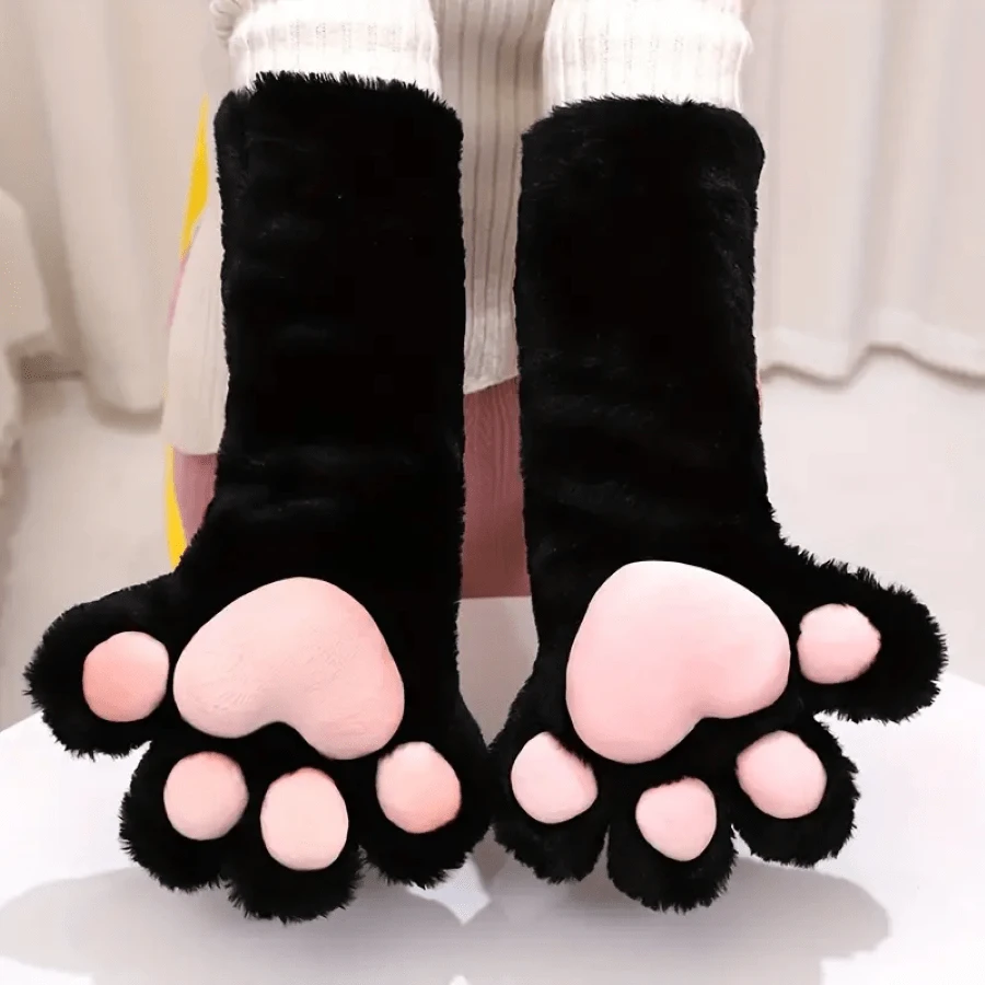 Black Furry Paws Faux Fur Plushies Fursuit, White Therian Paws Therian ...