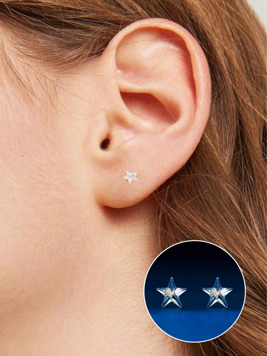1 Set Practical Resin Ear Studs For Daily Wear. Multiple Translucent ...