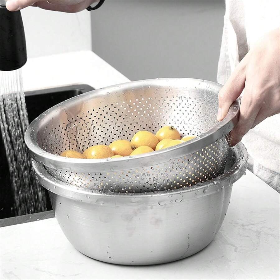 Stainless Steel Colander Bowl,Draing Basket,Rice Washing Bowl Colander ...