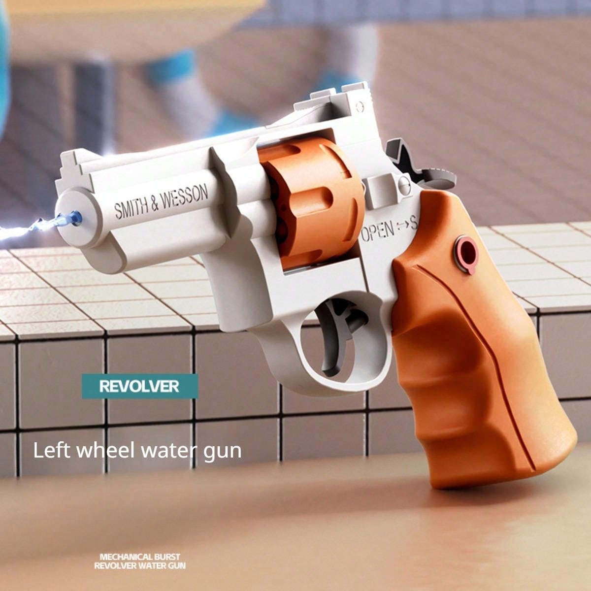 1pc Revolver Mechanical Rapid-Fire Water Gun Stress Relief Toy, Outdoor ...