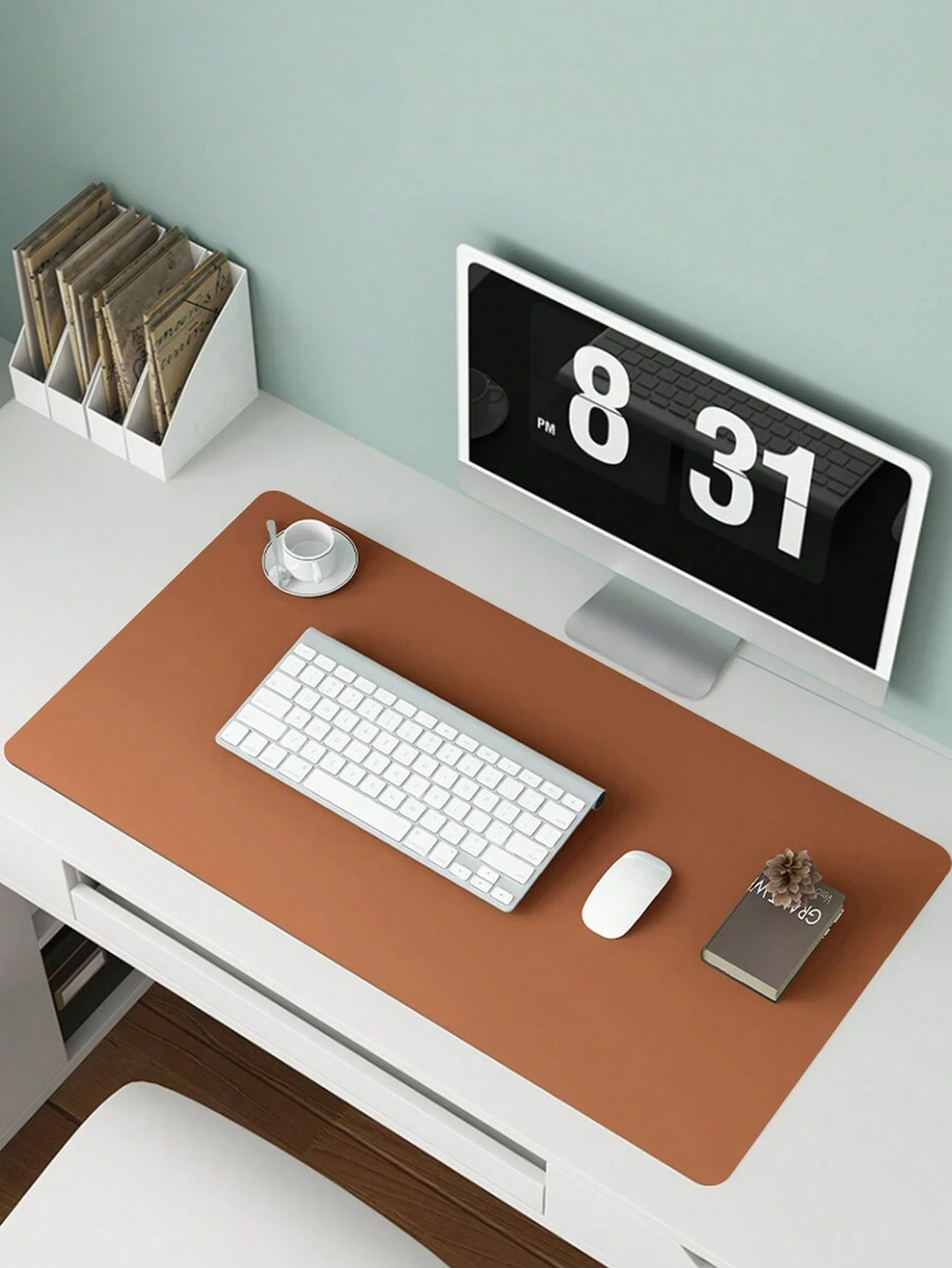 1pc Oversized Dual-Sided Brown Leather Desk Pad, Waterproof & Easy To ...
