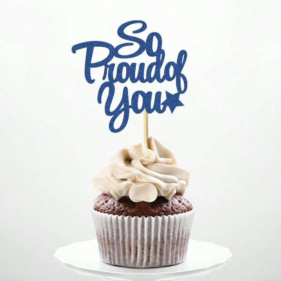 2024 Blue & Black Collection Graduation Cake Toppers Set With 6 Paper ...