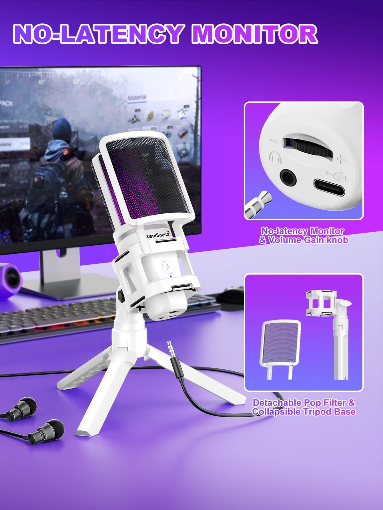 ZealSound ZealSound A68 USB Condenser Gaming Microphone With RGB ...