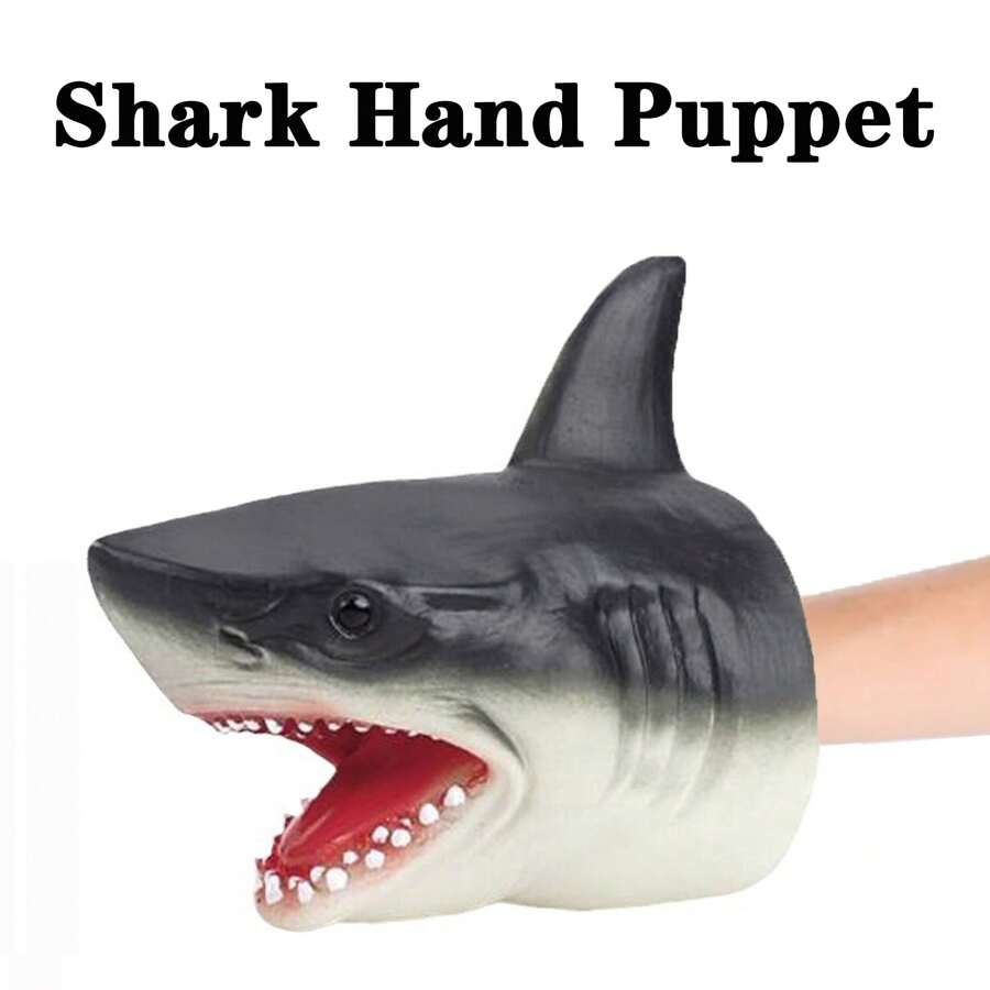 Shark Hand Puppet Model Ocean Animal Toy Soft Rubber Underwater World ...