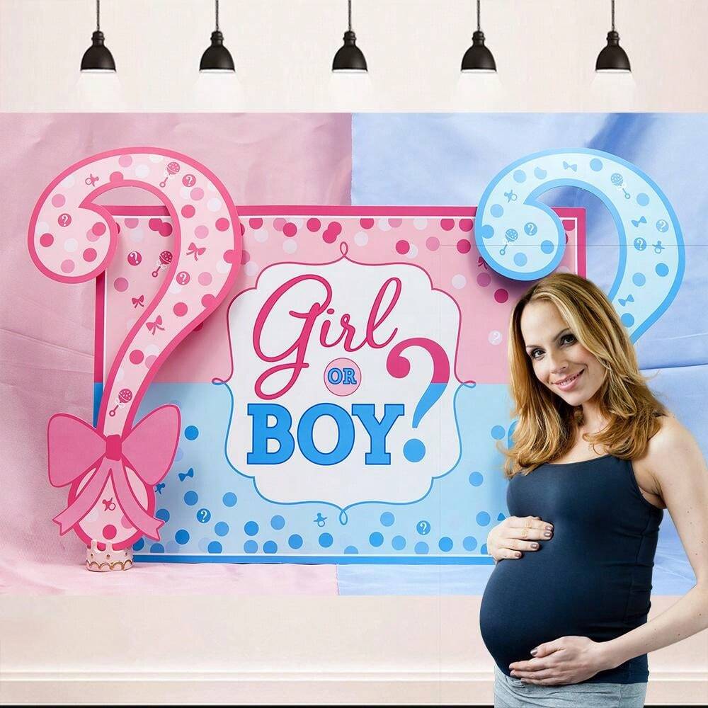 1pc Gender Reveal Party Supplies Kit - Boy Or Girl Background - Blue Or ...