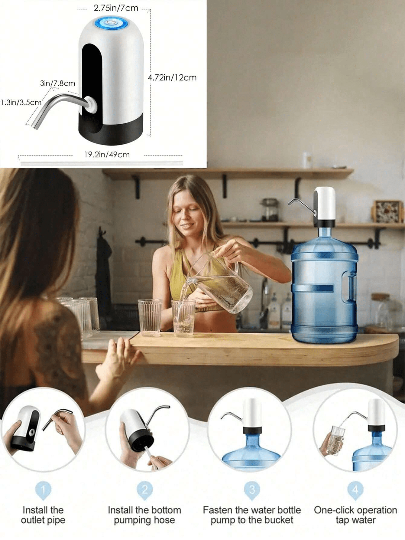 1-Pack Kettle Pump, Electric Kettle Pump, USB Rechargeable Automatic ...