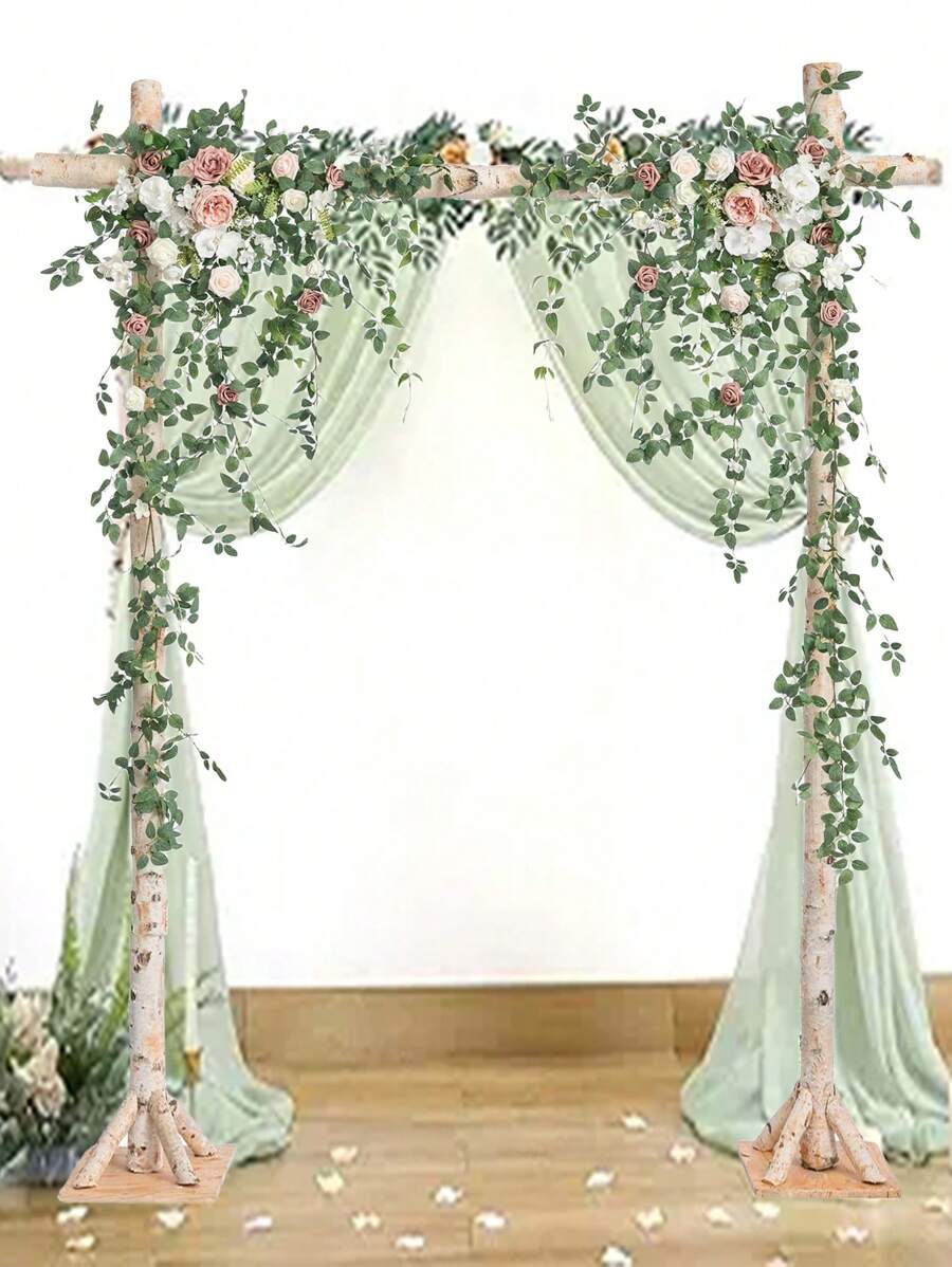 2Pcs Wedding Arch Flowers With Hanging Vines Leaves Silk Hanging ...