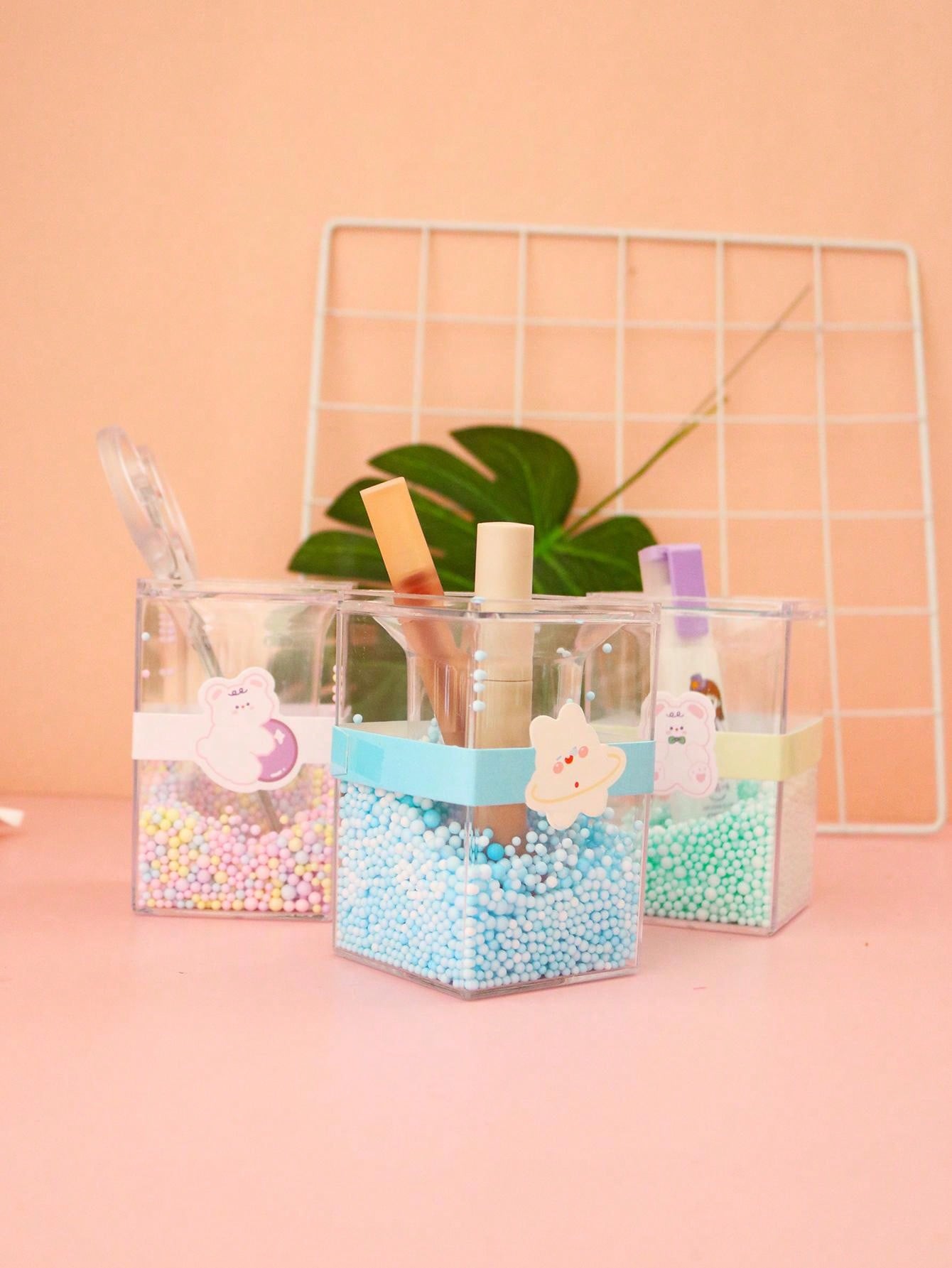 1pc-Acrylic Pen Holder, Cute Cartoon Pen Holder, Table Top Storage Foam ...