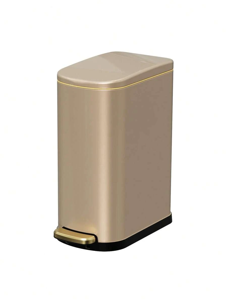 10L Slim Bathroom Trash Can With Soft-Close Foot Pedal, 10L Stainless ...