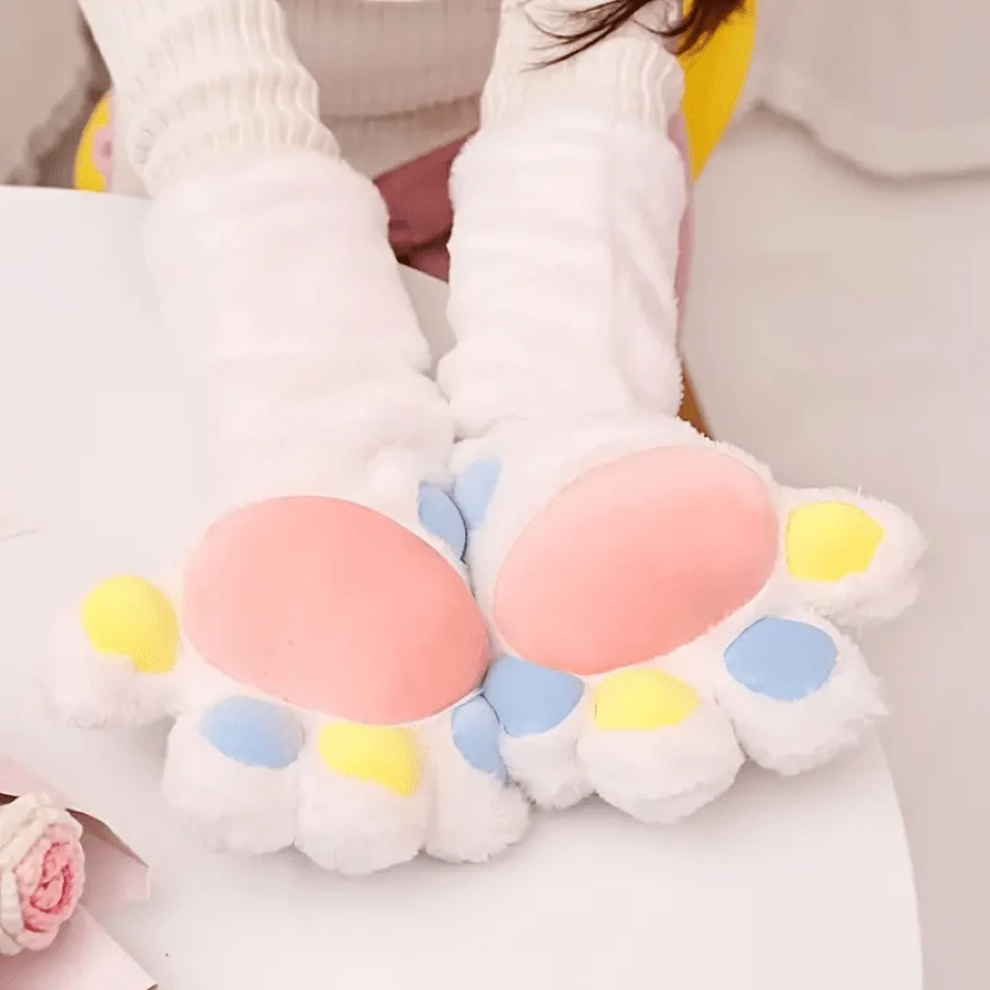 Black Furry Paws Faux Fur Plushies Fursuit, White Therian Paws Therian ...