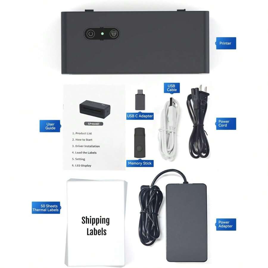 Bluetooth Thermal Label Printer, 4X6 Shipping Label Printer For Small ...