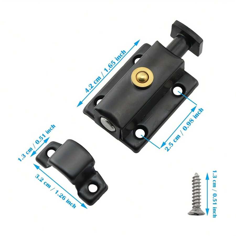 4 Sets Spring-Loaded Locking Pin Stainless Steel Door Bolt Latch Black ...