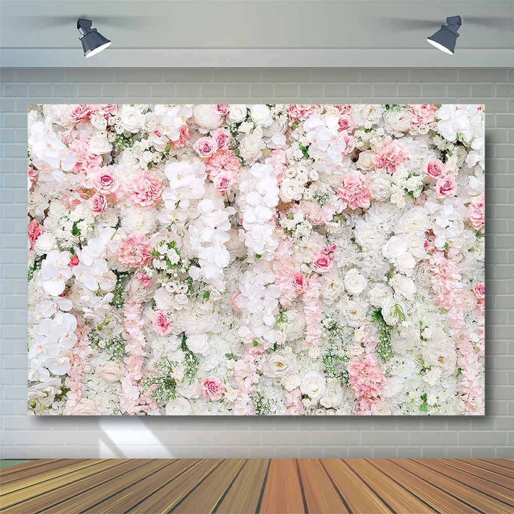 Flower Wall Backdrop Pink White Rose Wisteria Wedding Portrait ...