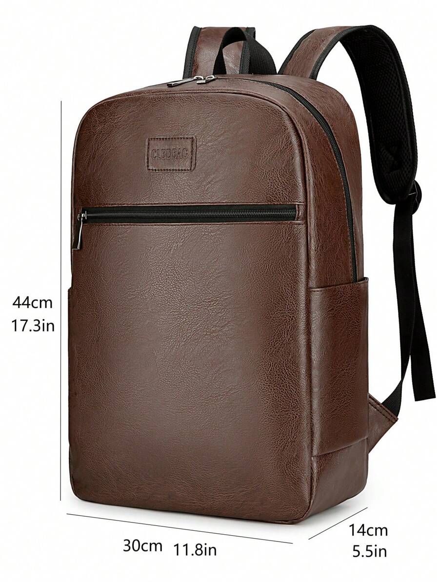 Men's Vintage Faux Leather Backpack, 15.6 Inch Slim Laptop Bag, Casual ...