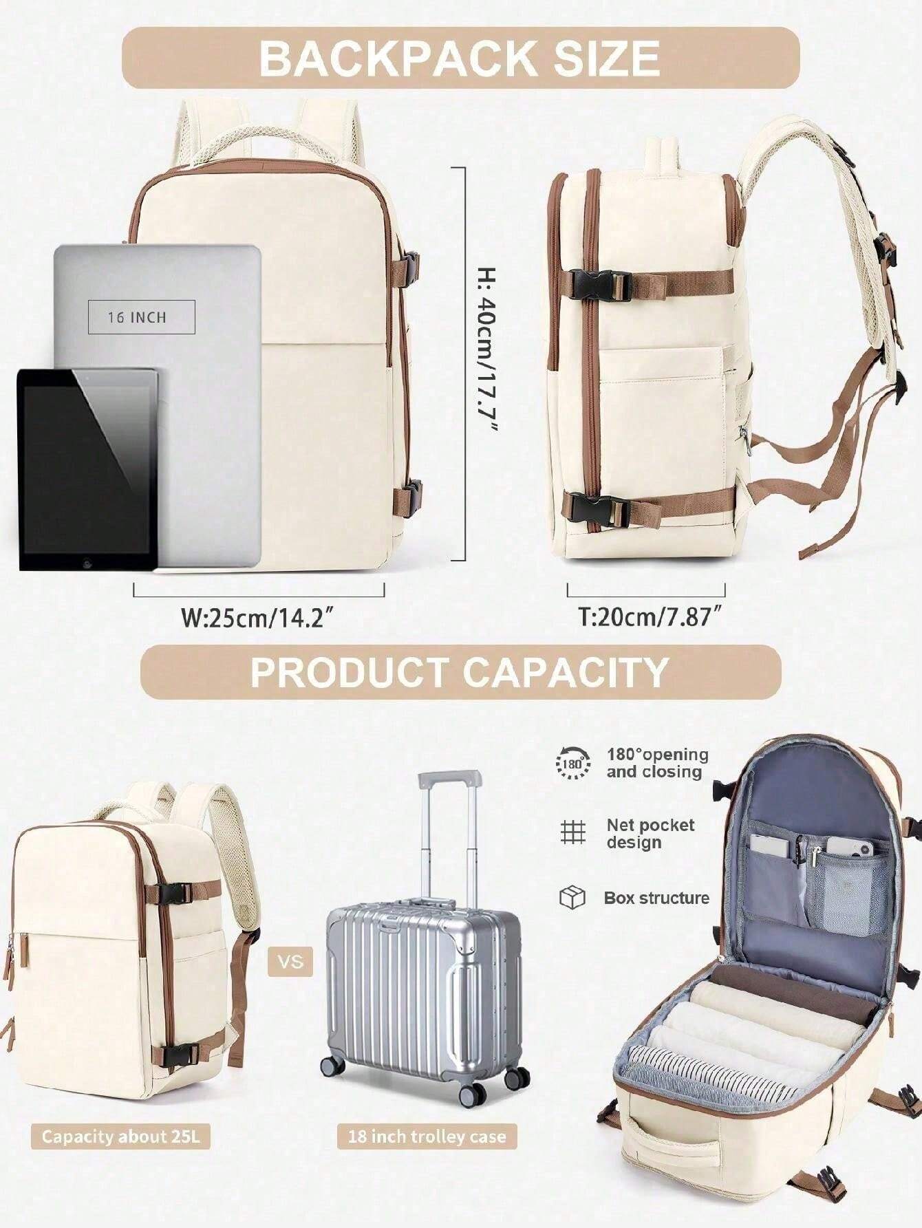 Handgepäck 40x20x25 Tragbarer Rucksack Reiserucksäcke für Flugzeug mit ...