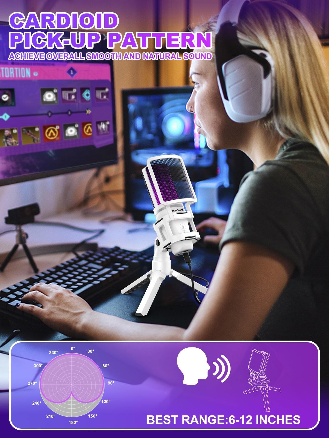 ZealSound ZealSound A68 USB Condenser Gaming Microphone With RGB ...