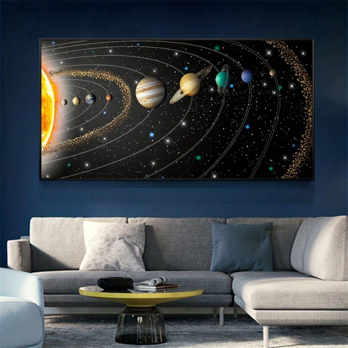 1PC Canvas Painting Of Solar System Planets, Canvas, Cosmic Art Poster ...