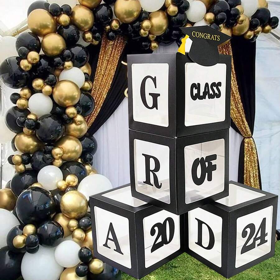 2024 Black Graduation Party Balloon Box And "Class Of 2024" "GARD ...