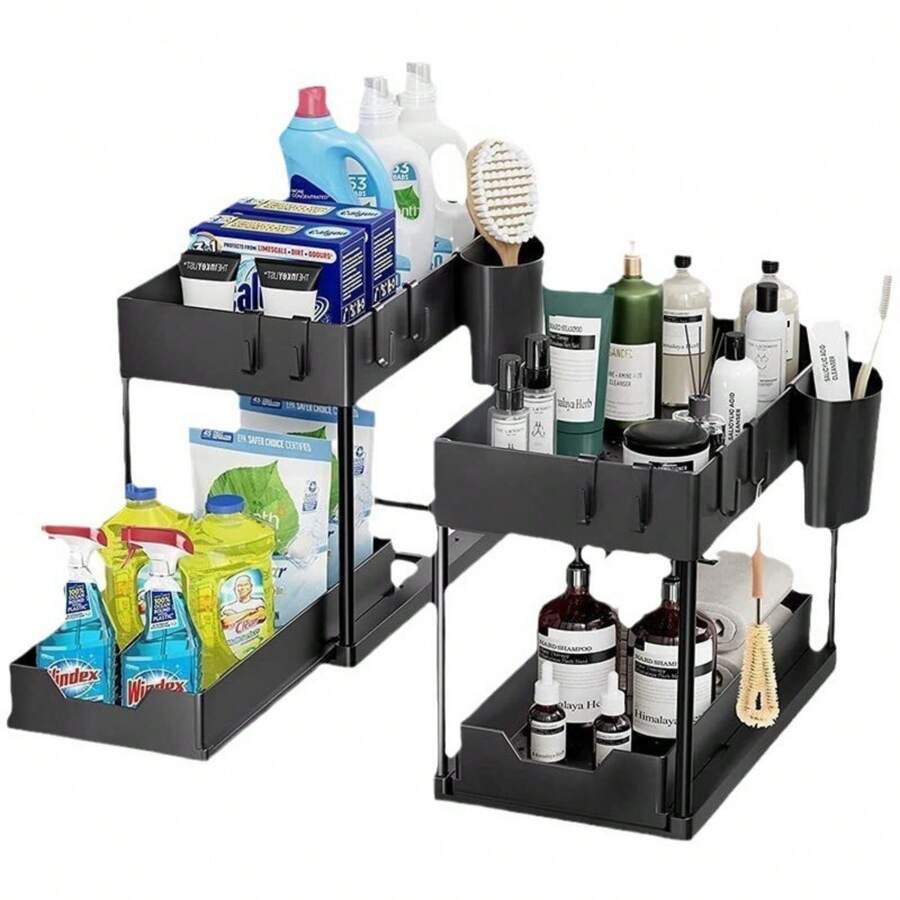 Retractable Storage Rack For Under Sink In Kitchen, For Bathroom ...