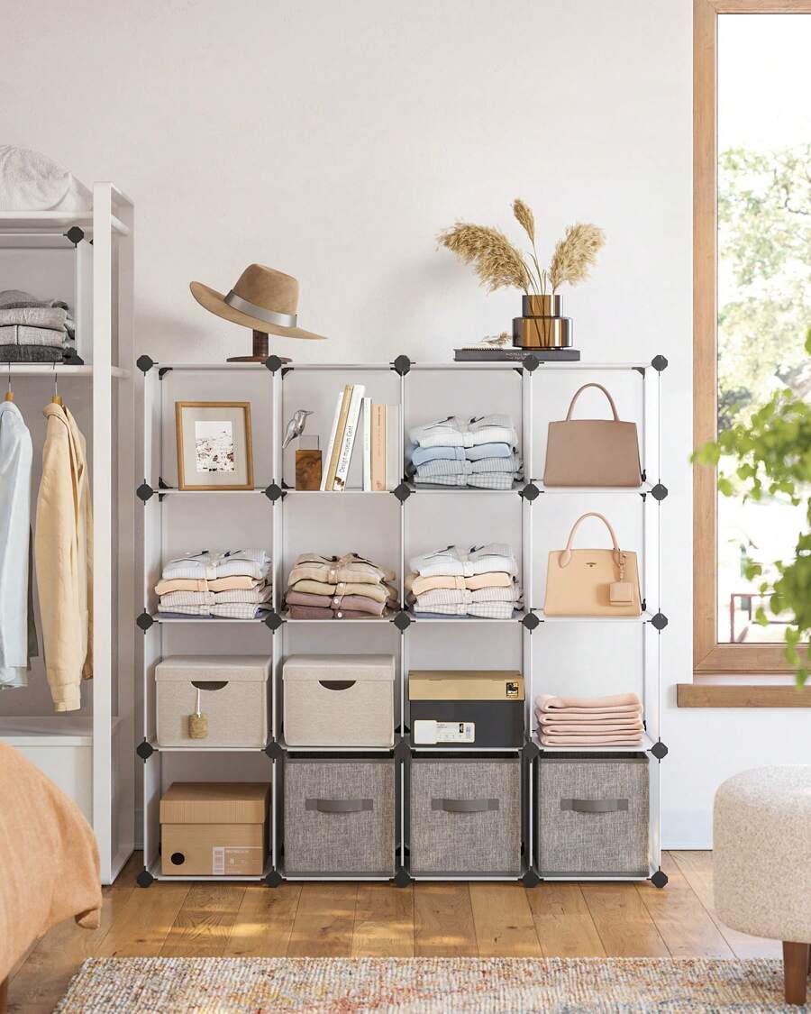 SONGMICS Cube Storage Organizer, 16-Cube Book Shelf, Closet Organizers ...