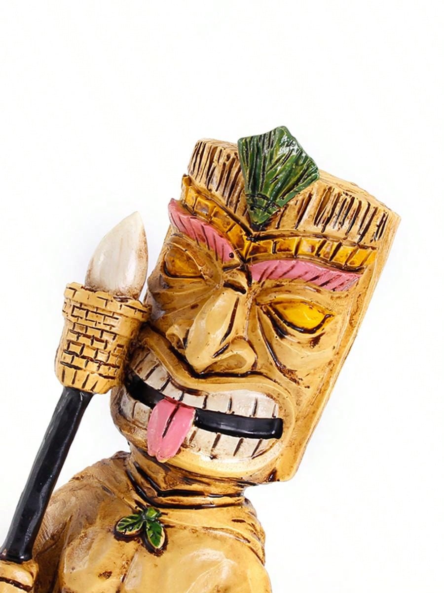 1pc Small Dwarf Resin Figurine, Cute Vintage Mayan Torch Savage Pattern ...