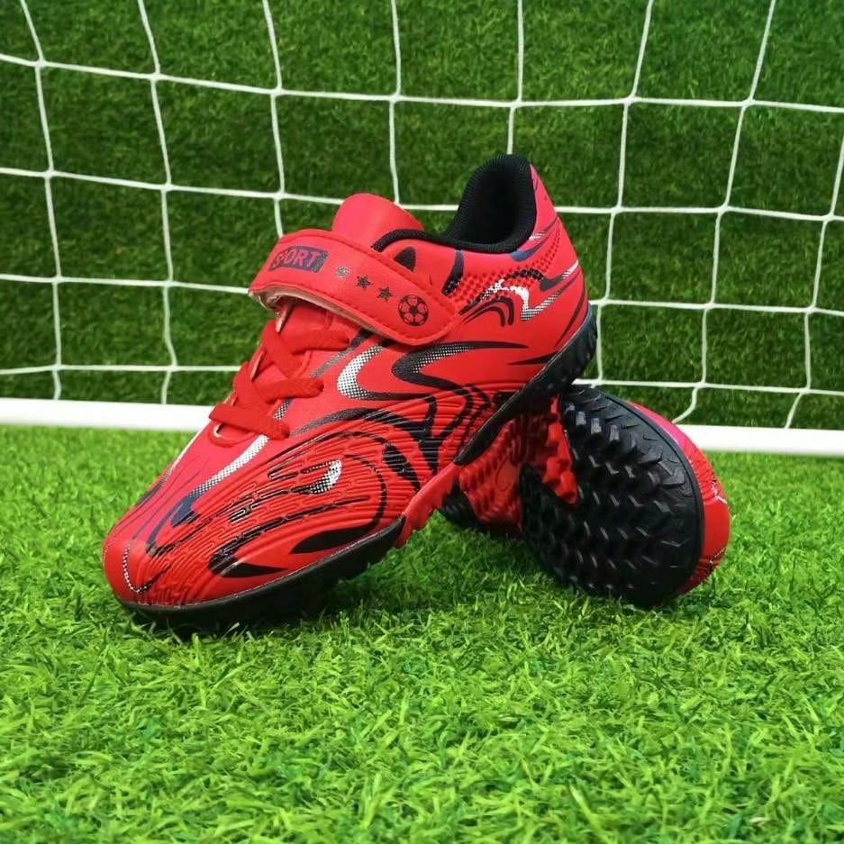 Pair Of Professional Youth Magic Strap Rubber Sole Soccer Shoes With ...