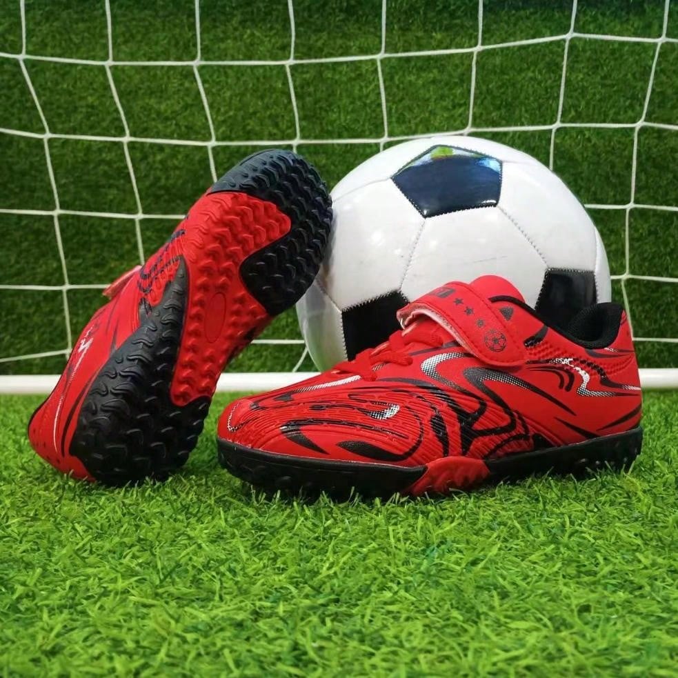 Pair Of Professional Youth Magic Strap Rubber Sole Soccer Shoes With ...