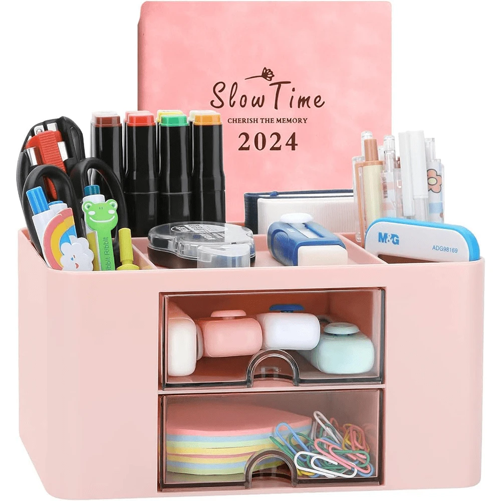 JOESTAR Desk Organiser, 7 Grids, Plastic Table Organiser With Drawer ...