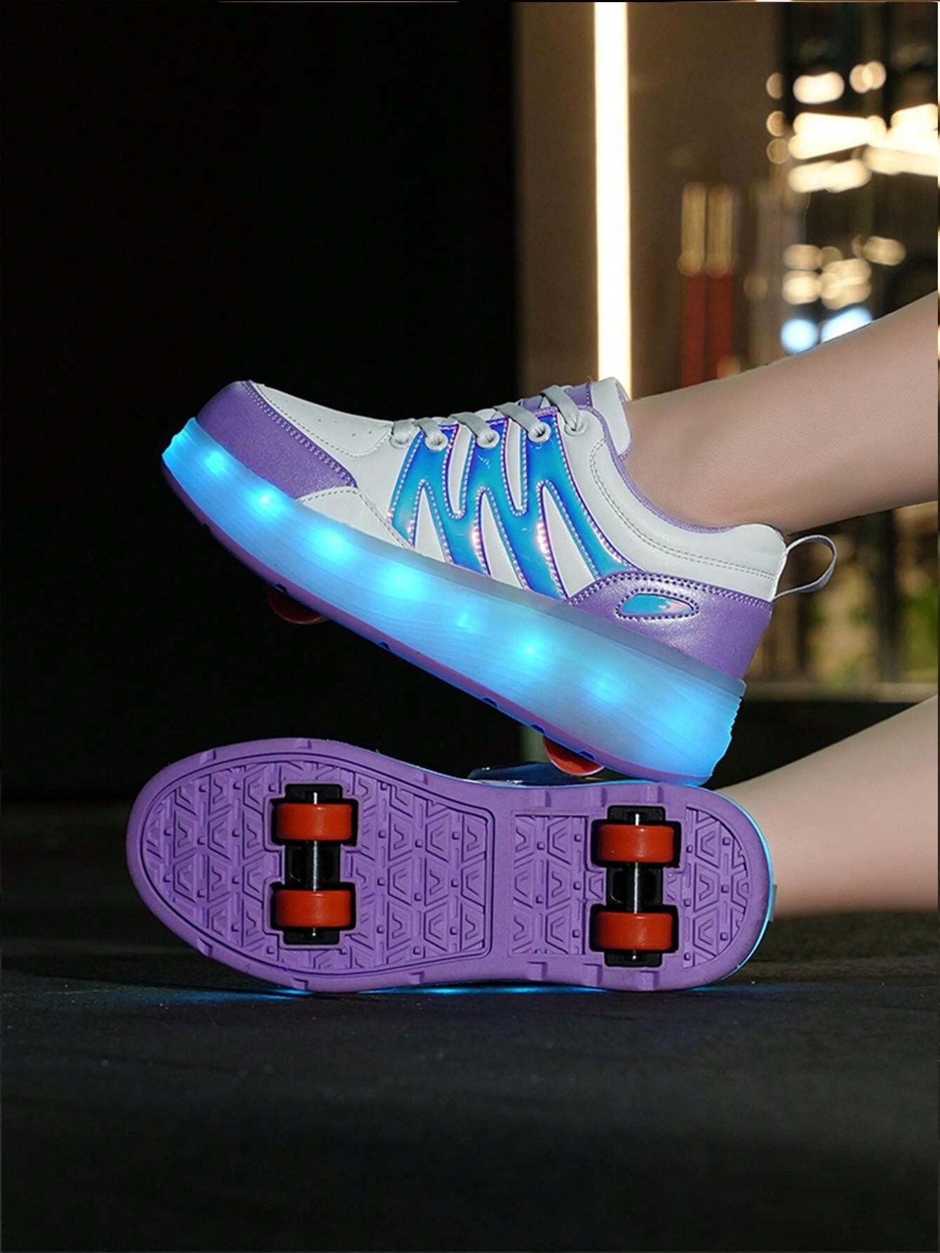 Four-Wheel Roller Skates Hidden Retractable Walking Balance Skate Shoes ...