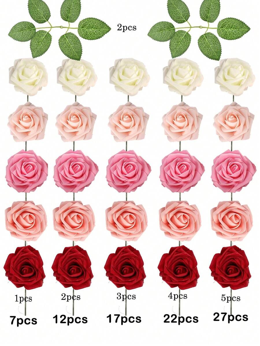 Artificial Flower Roses, 7/12/17/22/27pcs Real Touch Fake Foam Roses ...